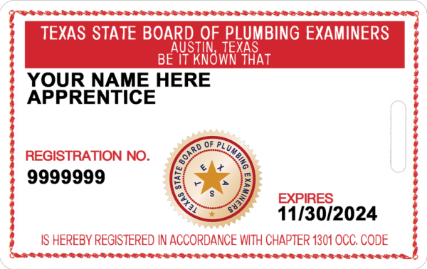 Apprentice Registration – Texas State Board of Plumbing Examiners