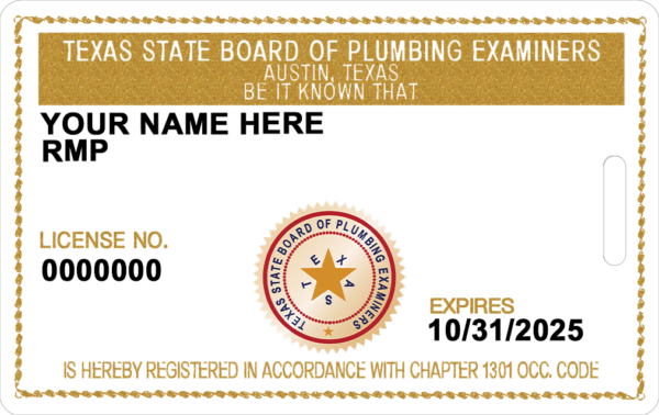 Responsible Master Plumber – Texas State Board of Plumbing Examiners